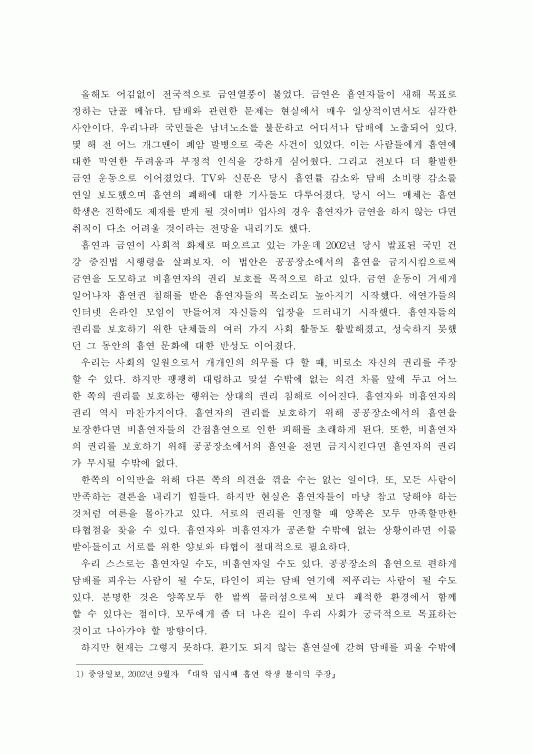 흡연의 권리와 실태
