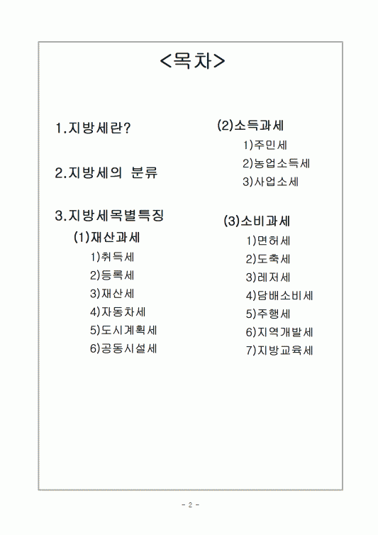 지방세의 분류와 세목별 특징