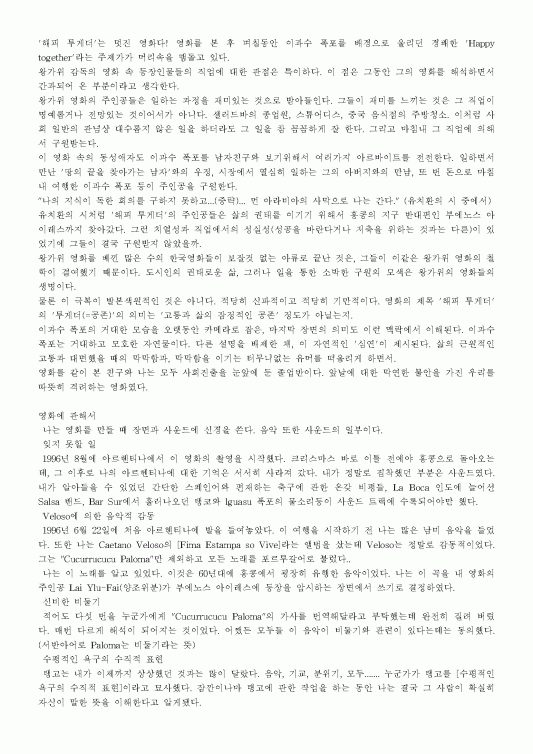 [영화감상문]해피투게더