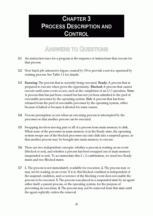 William Stallings - Operating systems - Chapter3 연습문제 풀이