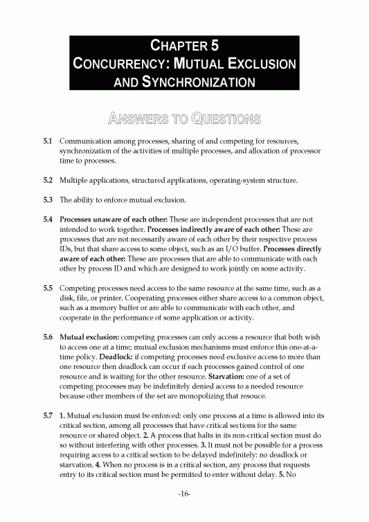 William Stallings - Operating systems - Chapter5 연습문제 풀이