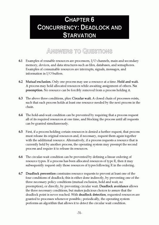 William Stallings - Operating systems - Chapter6 연습문제 풀이