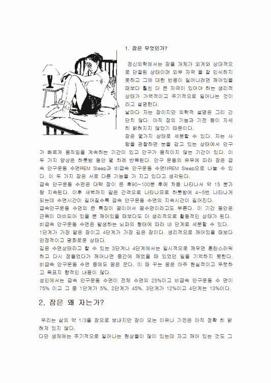 잠에 대해서 레포트 자료