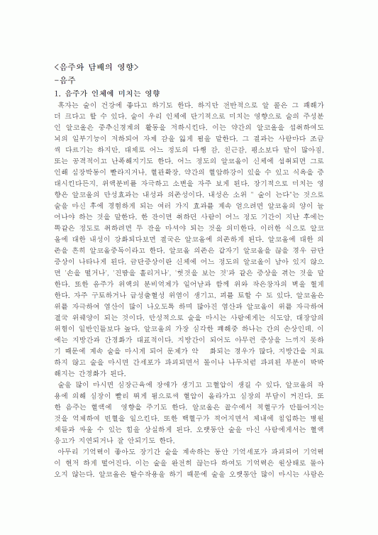 음주와 담배의 영향(문제점)