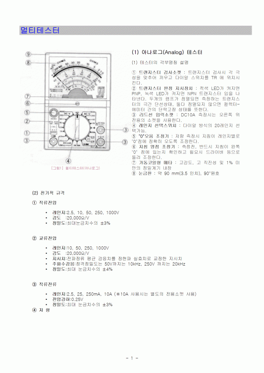 멀티테스터 오실로스코프 함수발생기 사용방법
