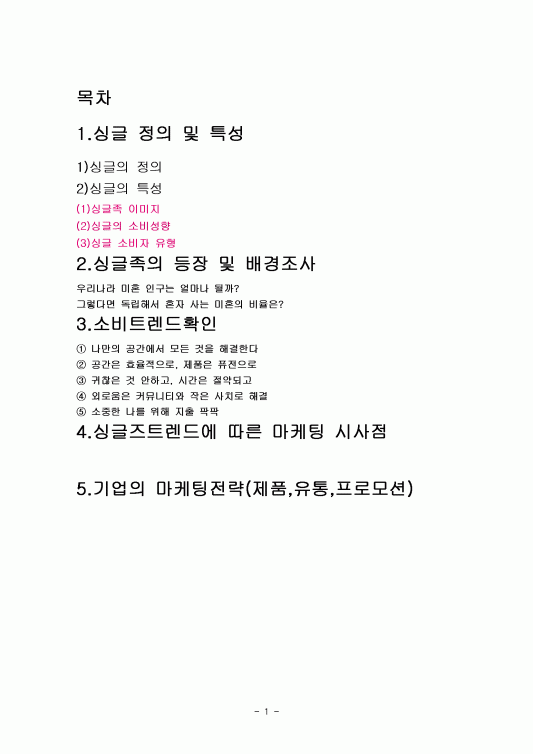 싱글트렌드와 기업의 마케팅전략