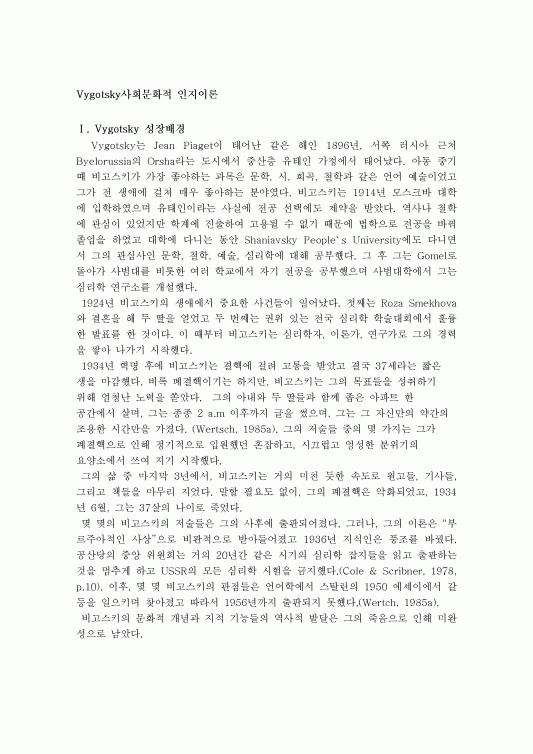 비고스키사회문화적 인지이론