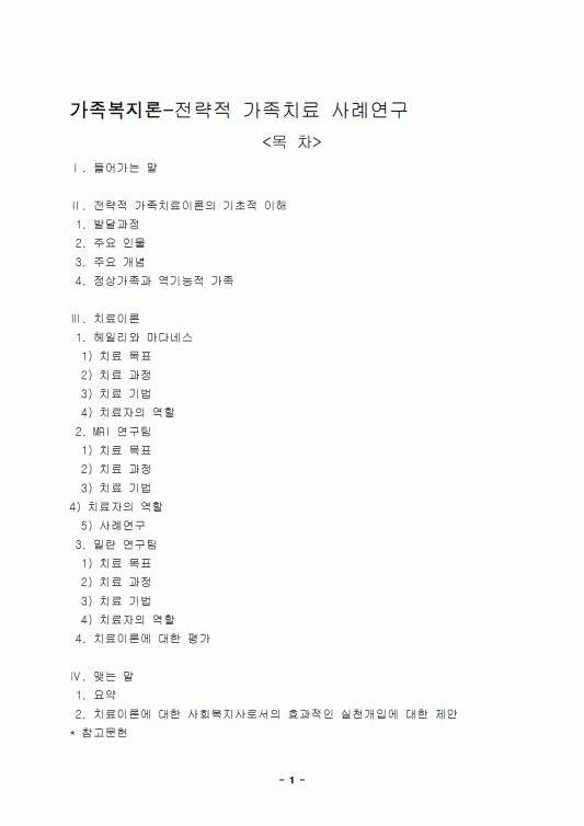 전략적 가족치료 사례연구