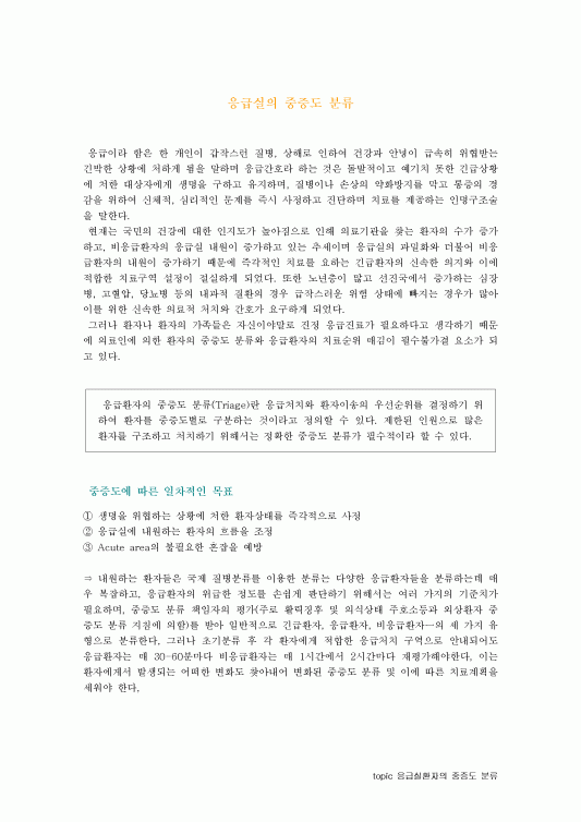 응급실의 중증도 분류