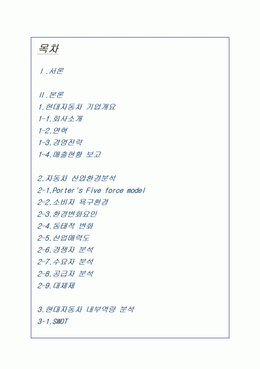 현대자동차의 경영분석 및 해외 마케팅 전략 분석