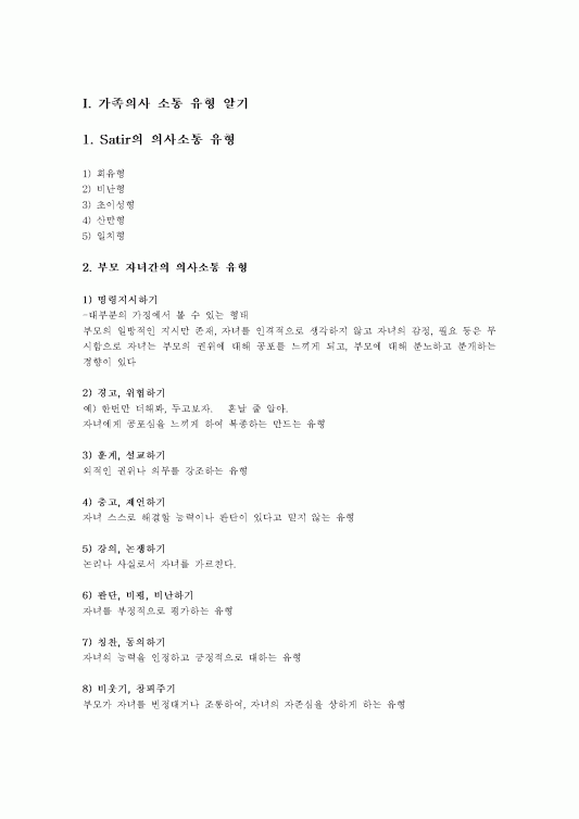 가족의사 소통에대해