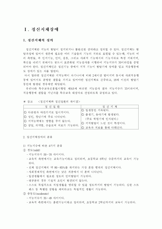 정신지체장애 , 발달장애(자폐증)에대해
