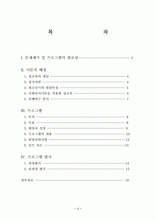 [인문과학] 청소년 성교육 프로그램