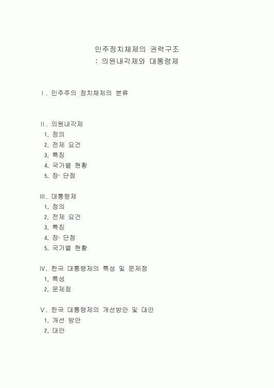민주정치체제의 권력구조
