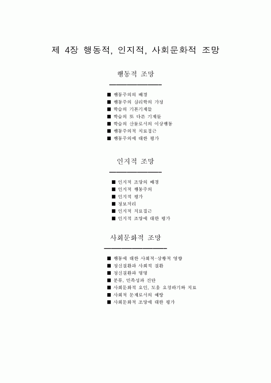 행동적, 인지적, 사회문화적 조망