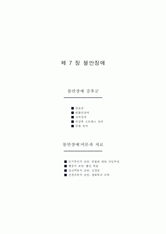 불안장애 증후군 이론과 치료