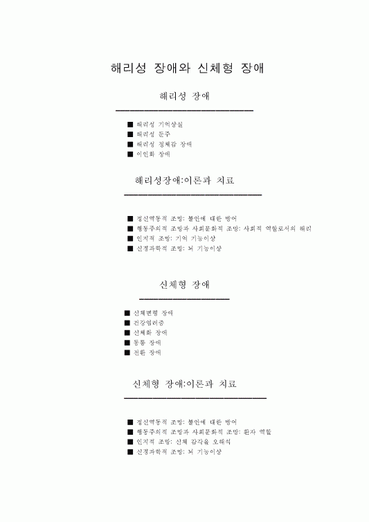 해리성 장애와 신체형 장애