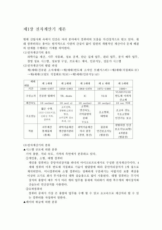 제1장 전자계산기 개론 정리