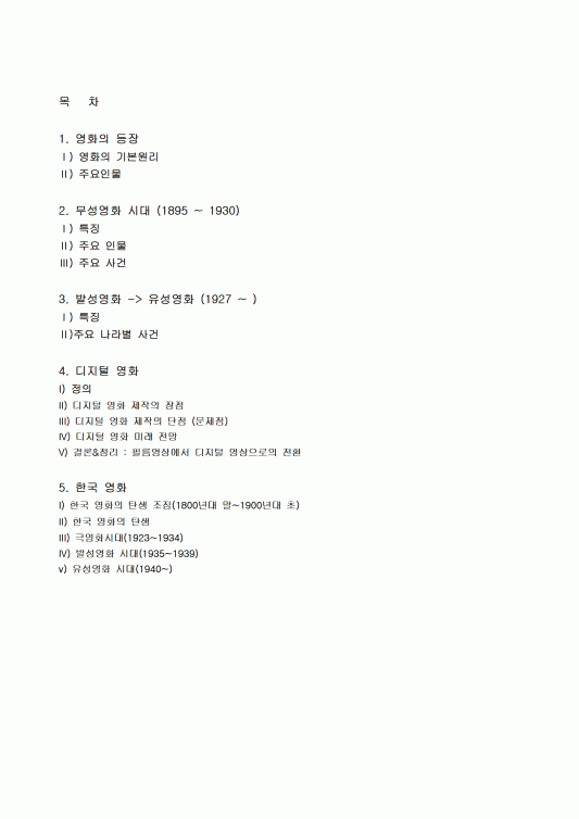 영화의발달 레포트 자료