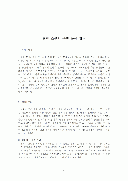 고전 소설의 주변 문예 양식