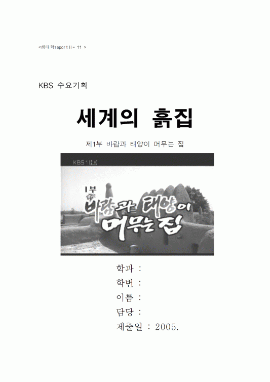 바람과 태양이 머무는 집 (kbs 세계의 흙집 1부) - 다큐 감상문