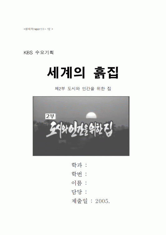 도시와 인간을 위한 집 (kbs  세계의 흙집 제2부) - 다큐 감상문