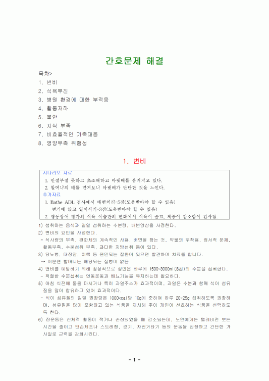 사례별 간호문제 해결(PBL)
