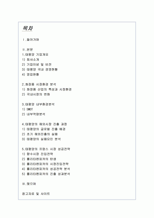 태평양(롤리타펜피카)의 글로벌 마케팅 전략-프랑스