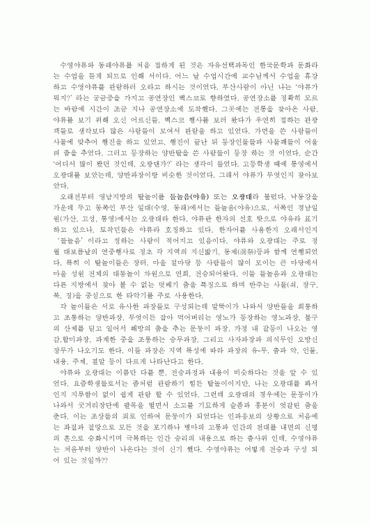 수영야류와 동래야류를 보고...