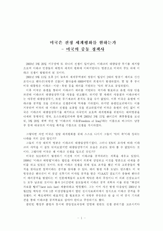 미국은 진정 세계평화를 원하는가 - 미국의 중동 정책사