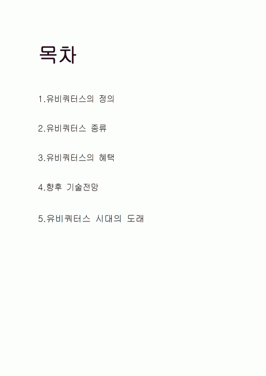 유비쿼터스의 의의와 향후전망