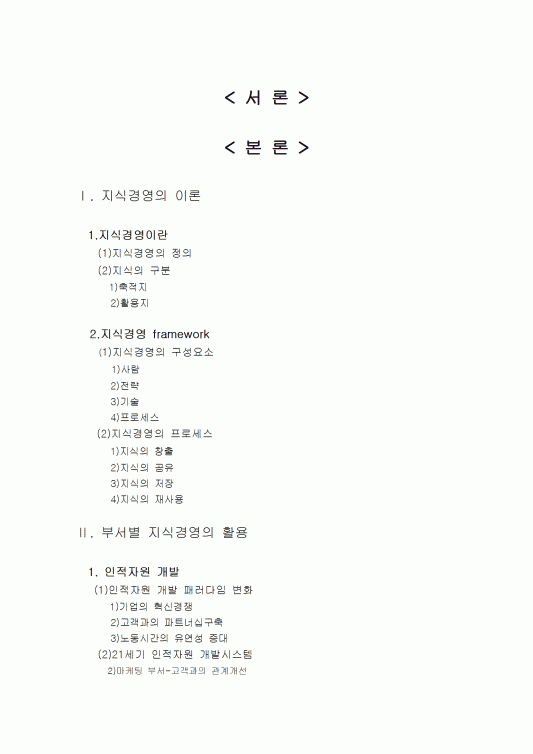 기업의 경쟁력강화를 위한 지식경영 활용과 기업의 성공 및 실패 사례