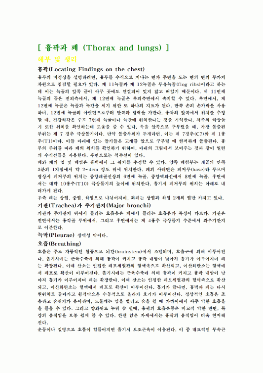 흉곽과 폐 해부생리 및 신체검진