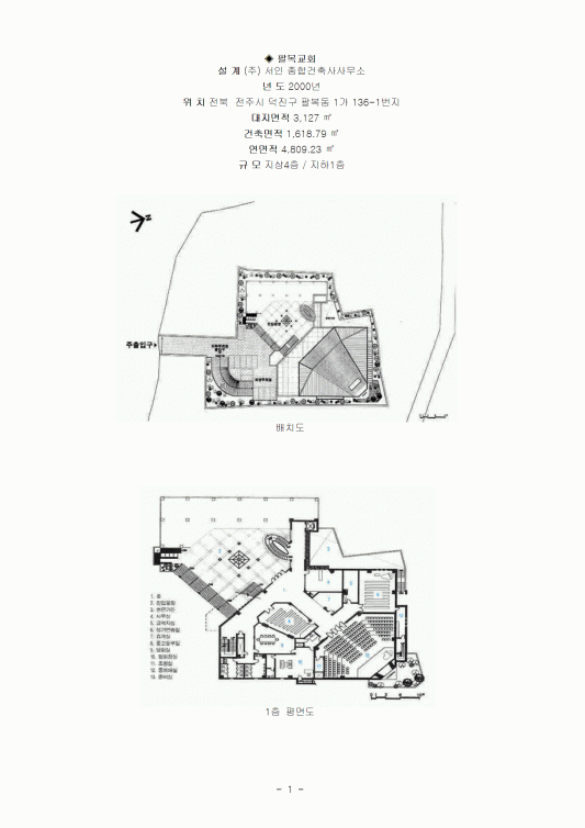 교회 평면도 사례조사