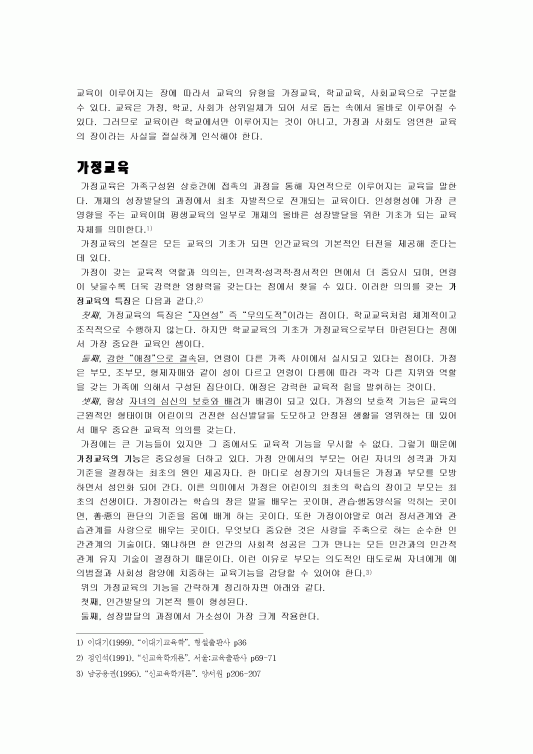 교육의 유형 레포트 자료
