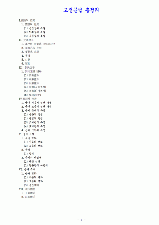고전문법 레포트 자료