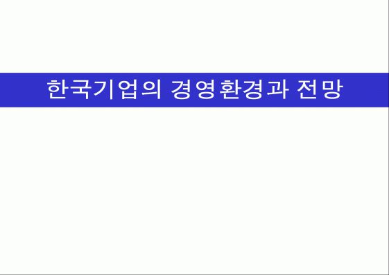 한국기업의 경영환경과 전망