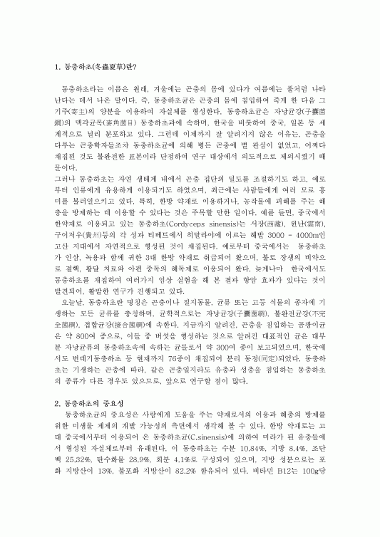 동충하초(冬蟲夏草)란?