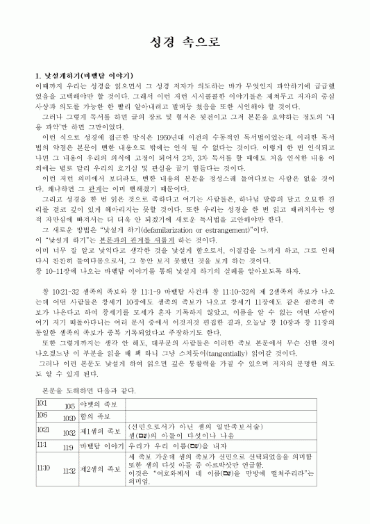 성경 속으로 레포트 자료