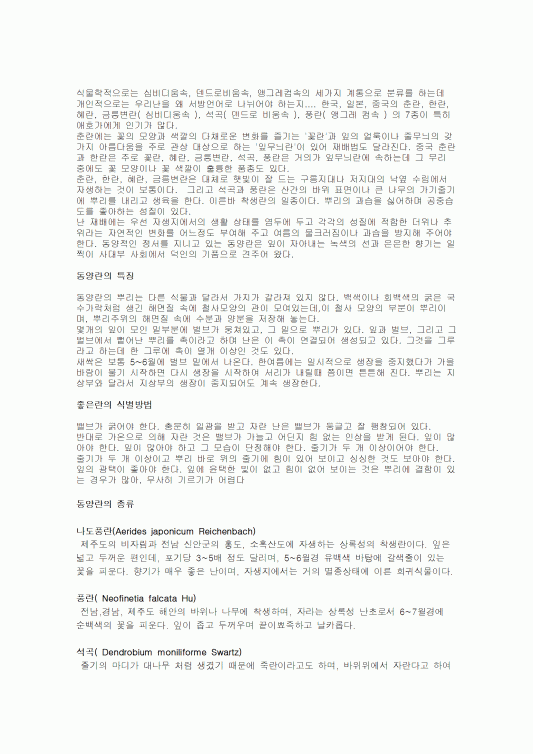 동양란의 생태적 특성과 재배관리요령