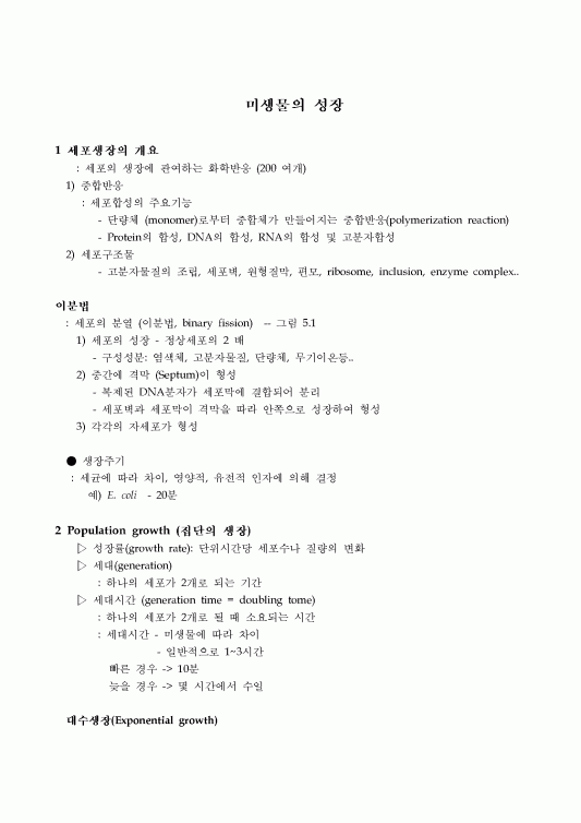미생물의 성장