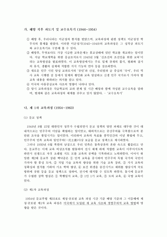 [교육과정]교육과정과 교육평가 (1차 교육과정부터 7차교육과정까지)