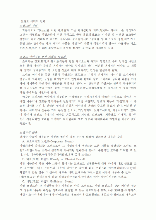 브랜드 이지미 전략 (usp 포지셔닝)