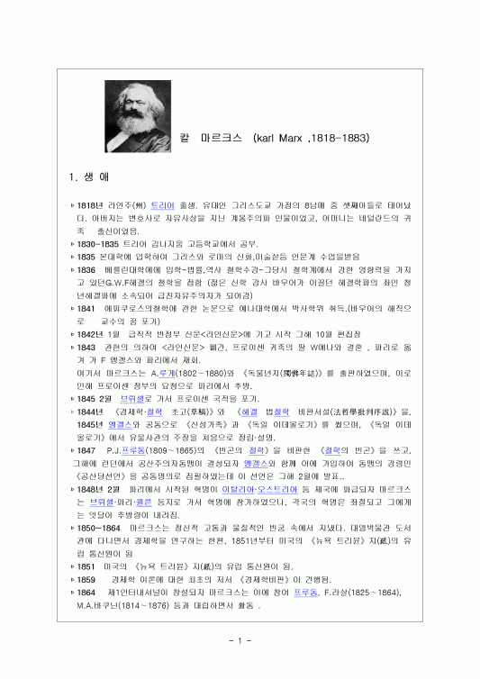 칼마르크스의 생애와 시대적 배경