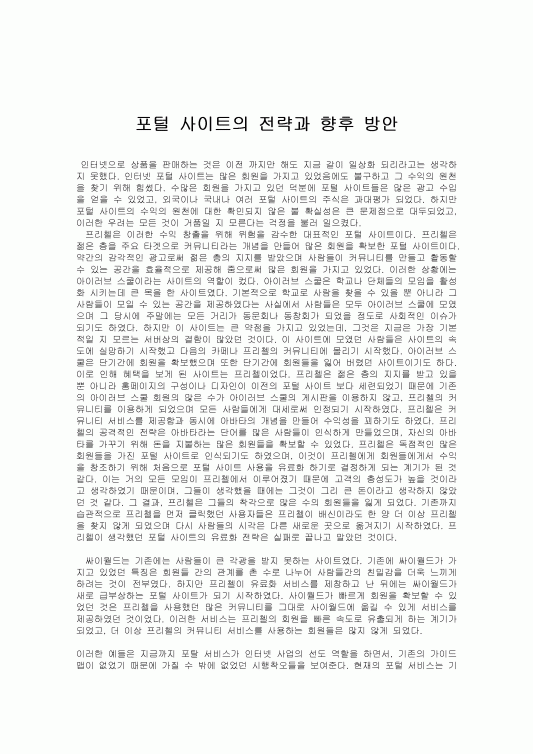 [마케팅전략]포털 사이트의 전략과 향후 방안