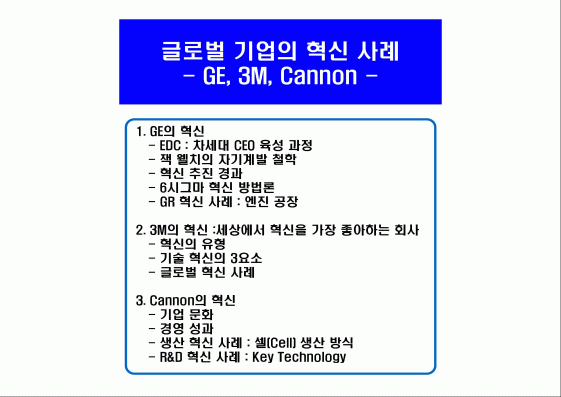 글로벌 기업(GE, 캐논, 3M)의 경영 혁신 분석