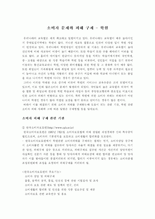 소비자 문제와 피해 구제 - 학원