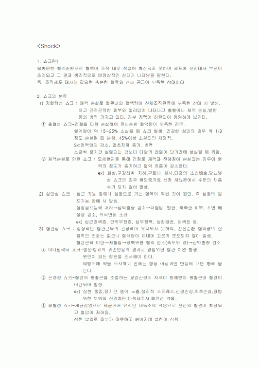 쇼크환자 간호