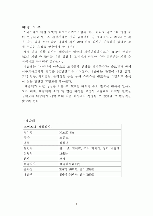 네슬레 마케팅 전략