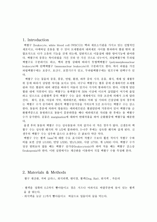 동물의 백혈구 수 측정 계산